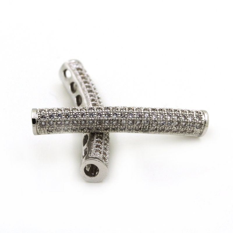 2pcs Clear Micro Pave Half Full Tube Beads for 2mm Leather - Etsy