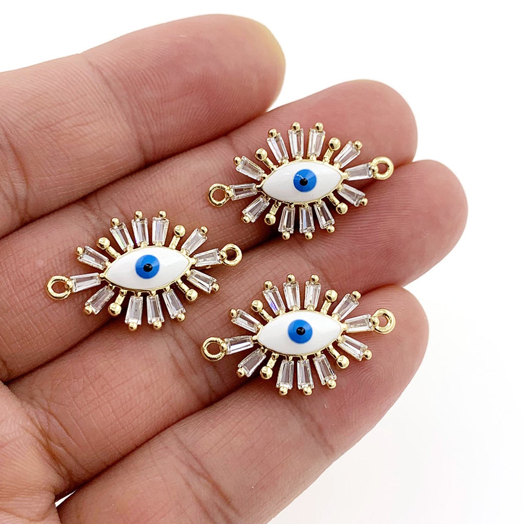 Trendy Enamel Devil Eyes Space Accessories Copper Micro Pave Cubic ...