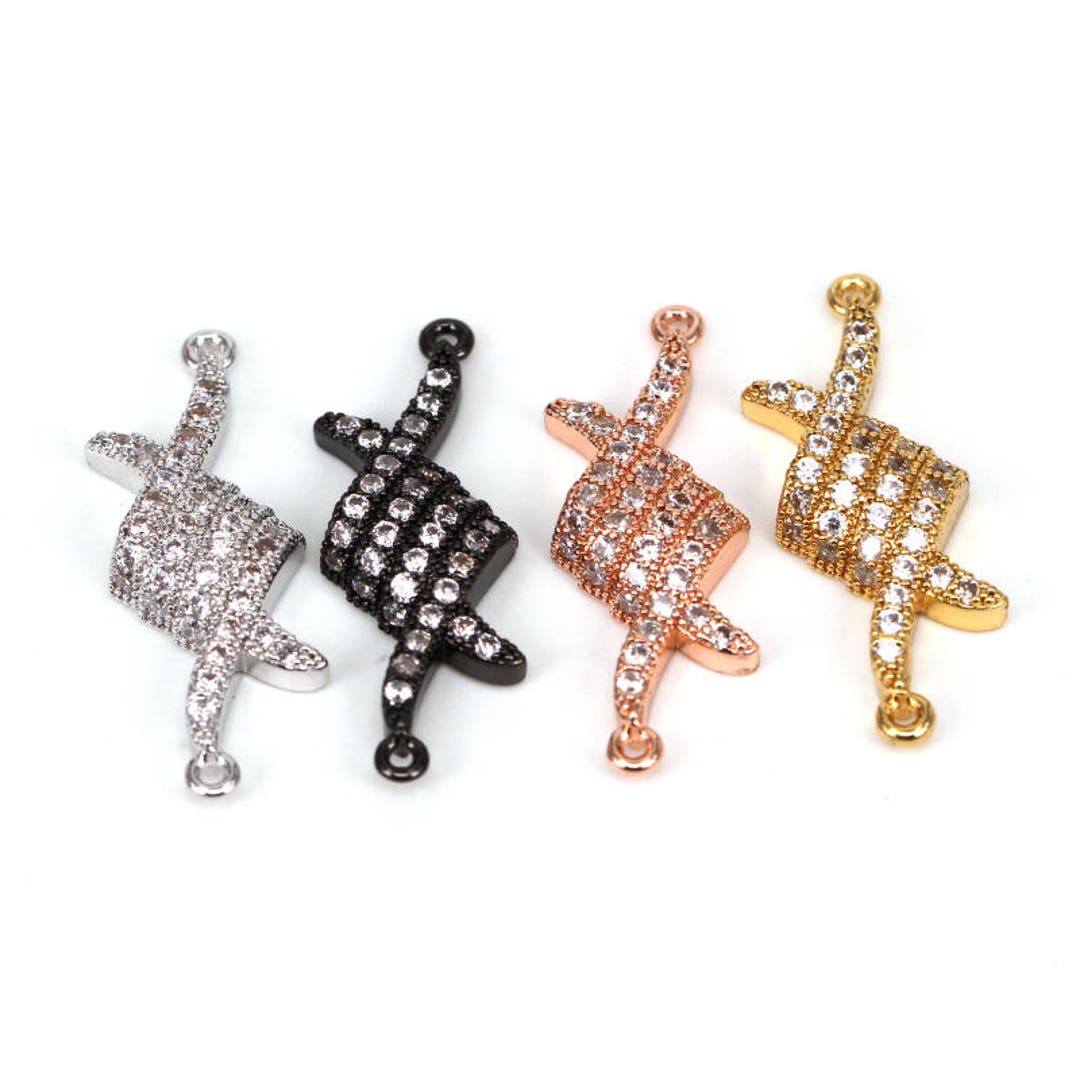 2pcs Clear CZ Handshake Connector Micro Pave Pendant cubic - Etsy