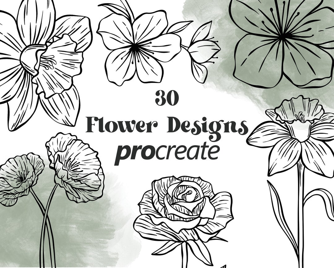 30 Flower Procreate Brush Bundle Floral Procreate Wildflower - Etsy