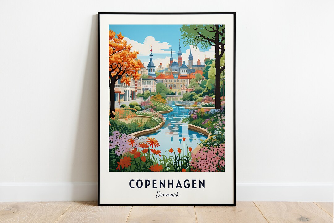 Copenhagen City Print, Copenhagen Travel Poster, Denmark Travel Gift ...