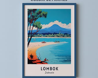 Lombok Travel Poster: Indonesia Wall Art, Surfing Print - Etsy