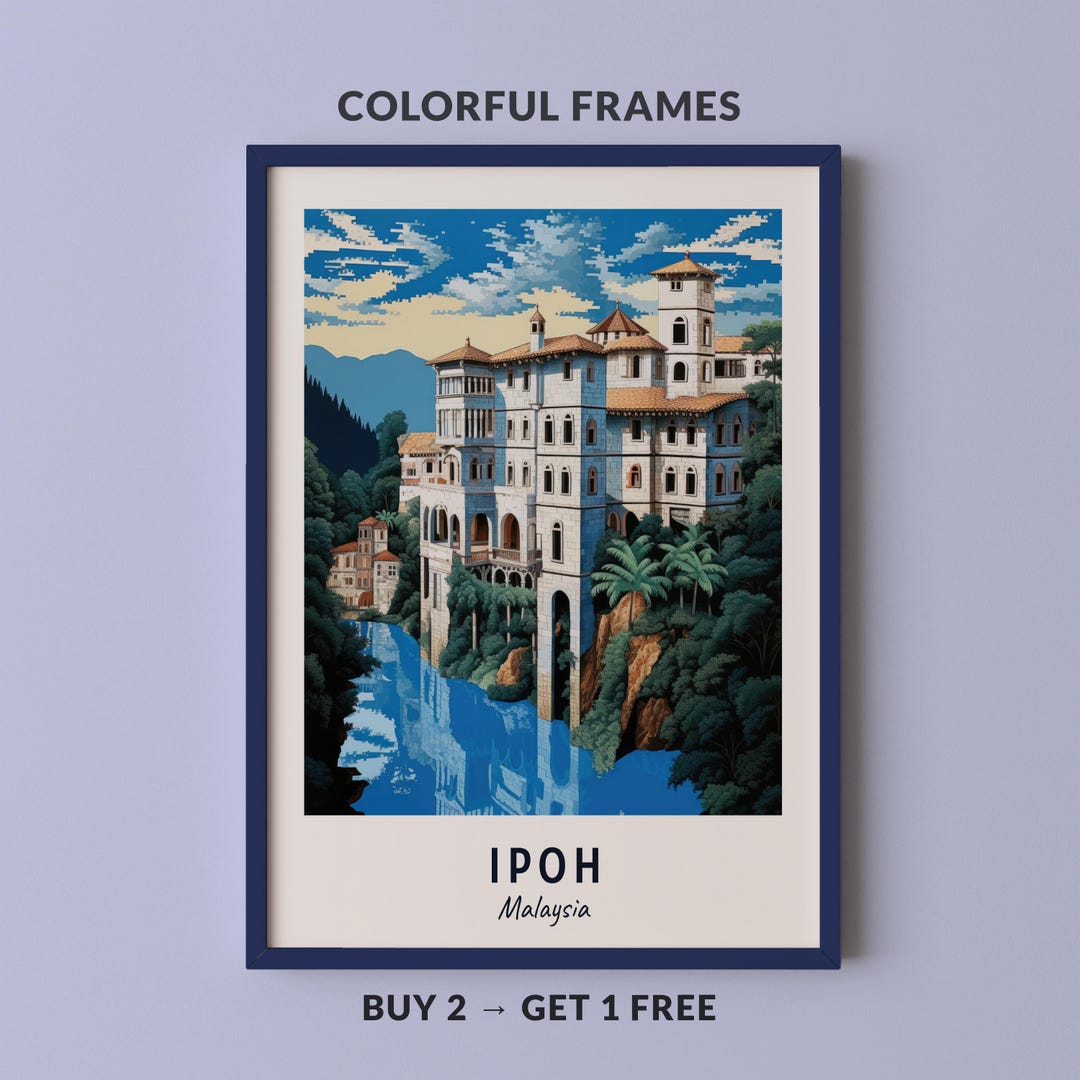 Ipoh Travel Poster Kellie's Castle Wall Art Malaysia Print Cityscape ...