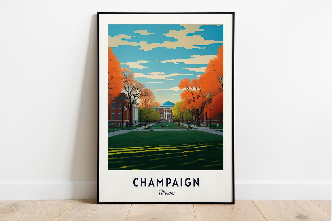 Champaign Travel Print Wall Art, Champaign - Illinois City Print ...