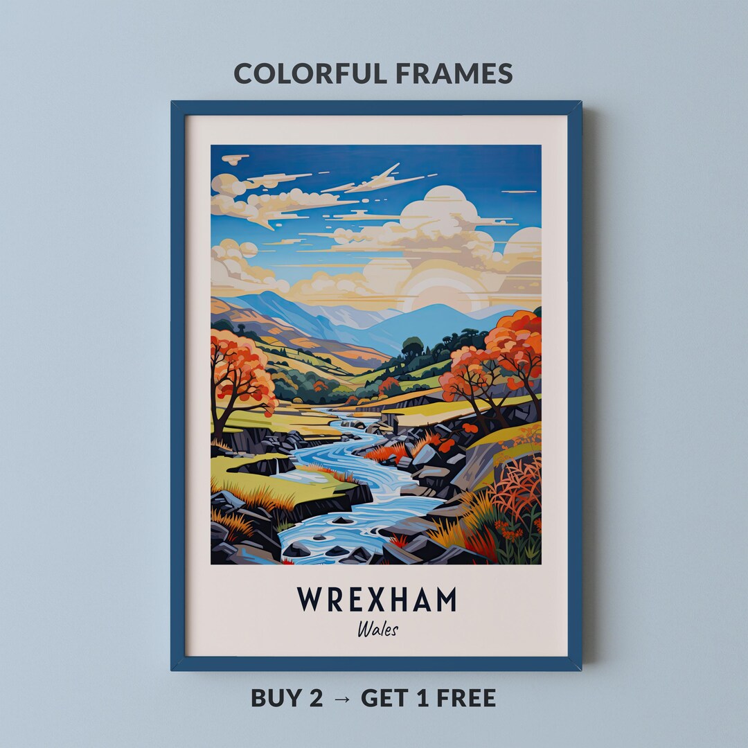 Wrexham Travel Poster Wrexham Wales Wall Art Wales Print Cityscape ...