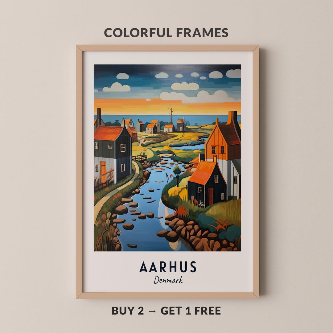 Aarhus Travel Poster Aros Aarhus Art Museum Wall Art Denmark Print ...
