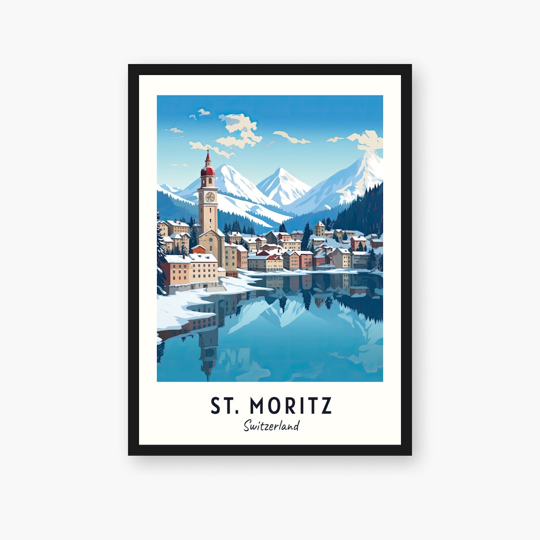 St. Moritz Travel Print, St. Moritz Ski Poster, Switzerland Ski Poster ...