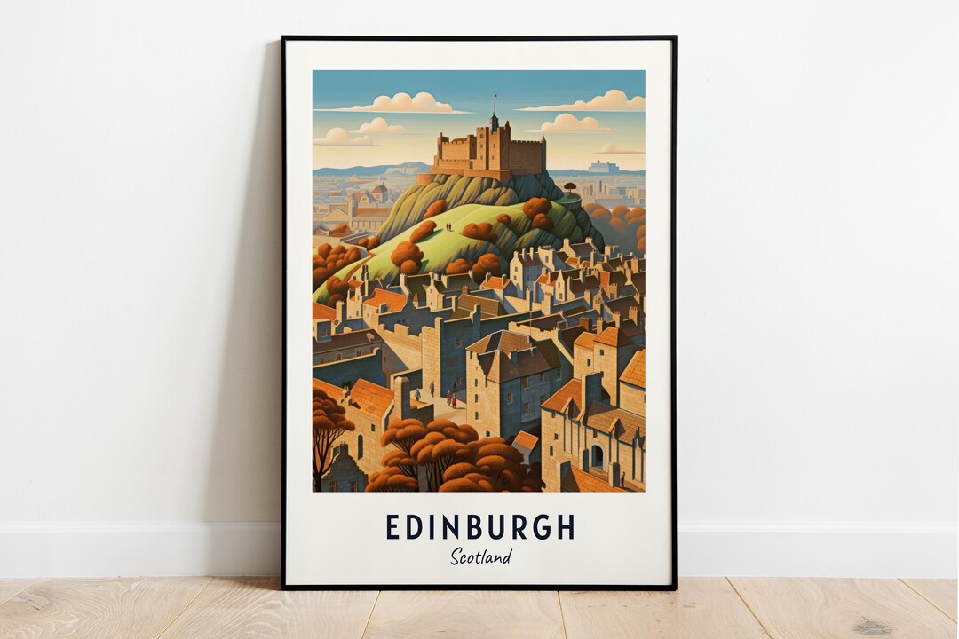Edinburgh Travel Poster Edinburgh Castle Wall Art Scotland Print ...
