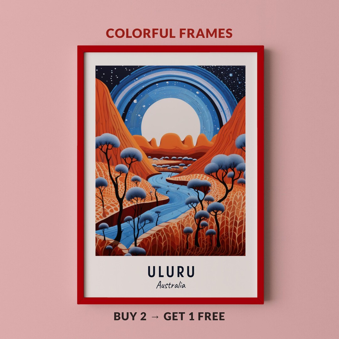 Uluru Travel Poster Uluru Australia Wall Art Australia Print Cityscape ...