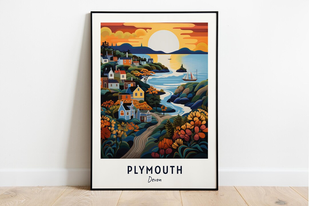 Plymouth, Devon Travel Print Wall Art, Plymouth - Devon City Print ...