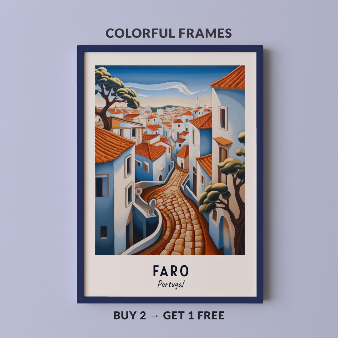 Faro Travel Poster Old Town (cidade Velha) Wall Art Portugal Print ...