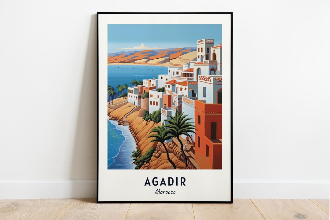 Agadir Beach Travel Print Wall Art, Agadir - Morocco City Print, Agadir ...