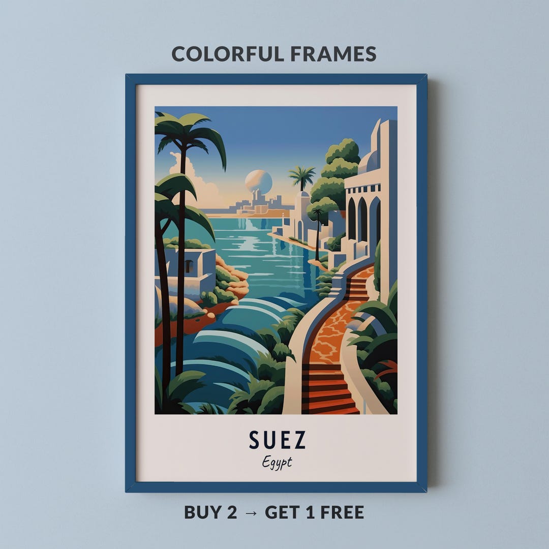 Suez Travel Poster Suez Canal Wall Art Egypt Print Cityscape Artwork ...