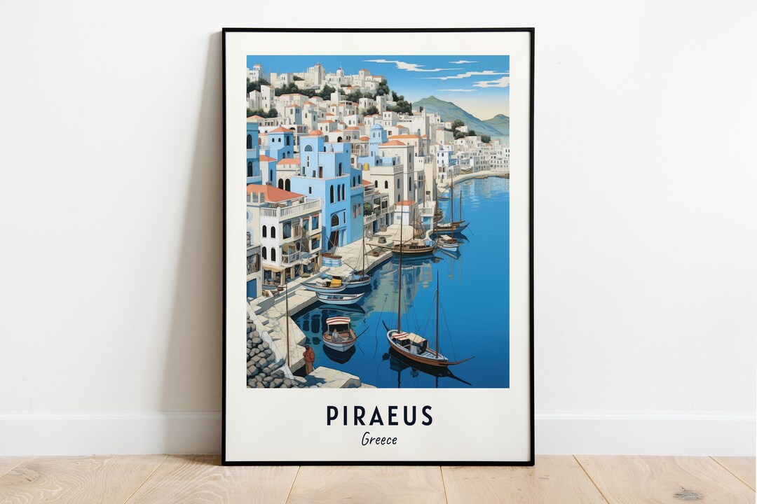 Mikrolimano Harbor Travel Print Wall Art, Piraeus - Greece City Print ...