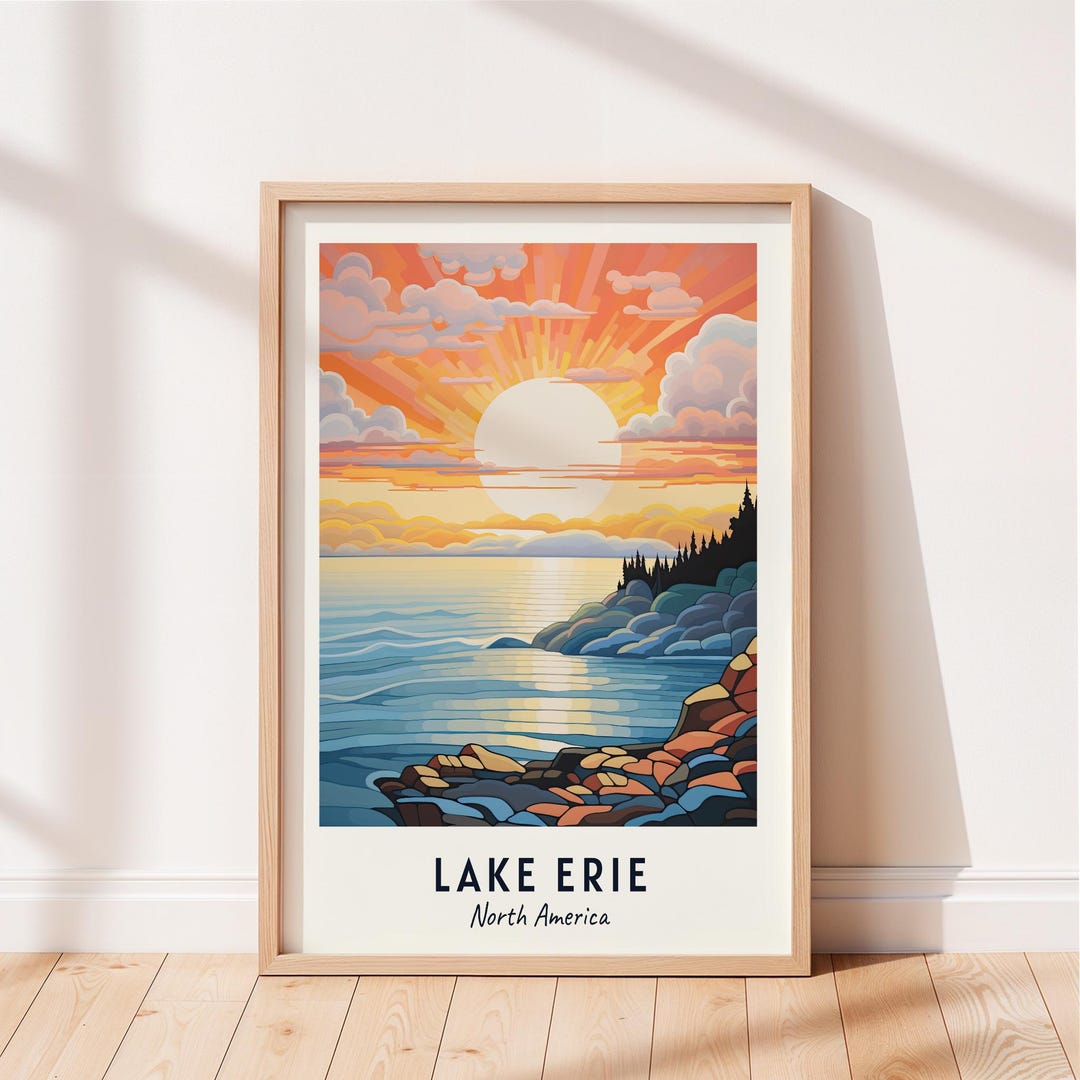 Lake Erie Travel Poster Lake Erie North America Wall Art North America ...