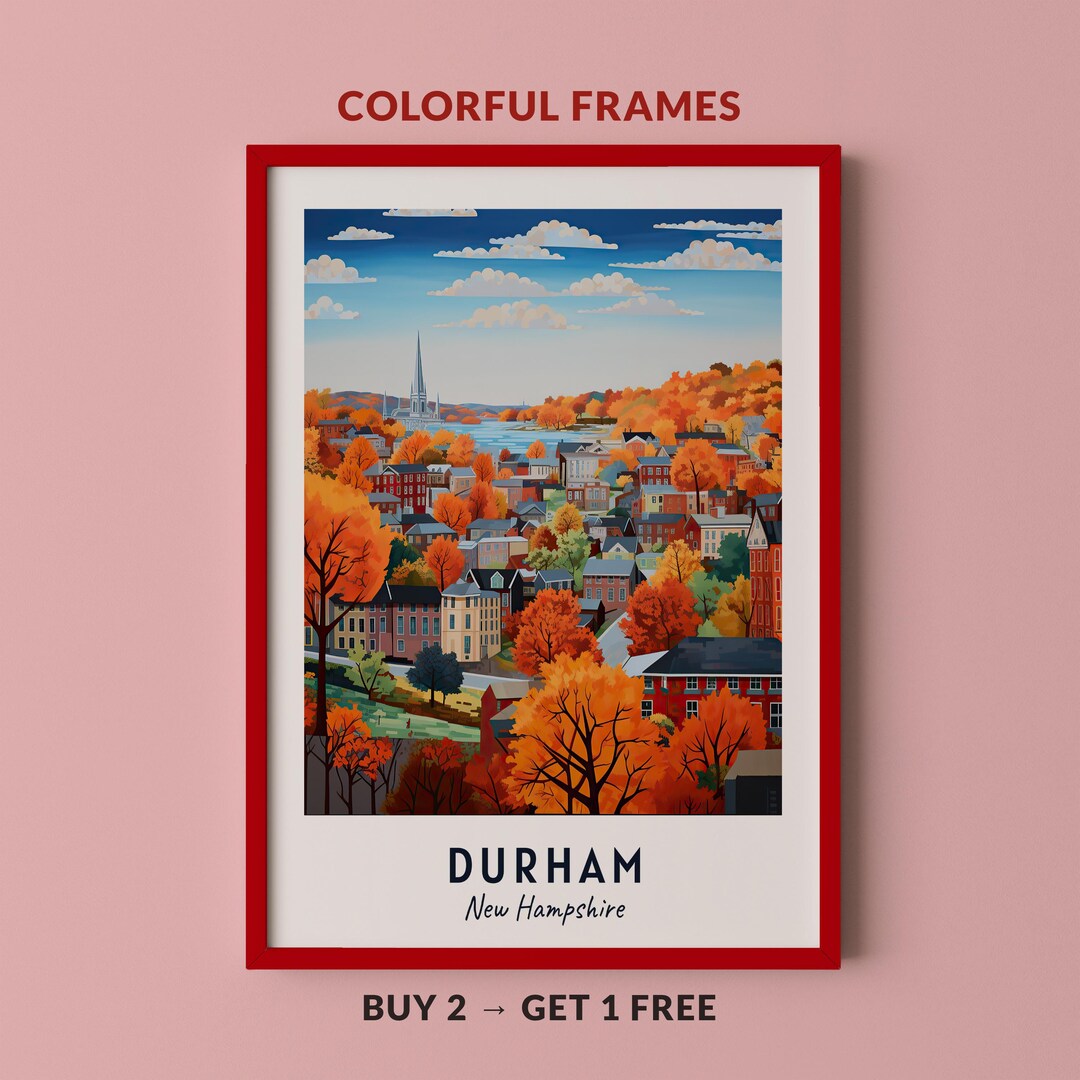 Durham Travel Poster New Hampshire Print Wall Art City Print Cityscape ...
