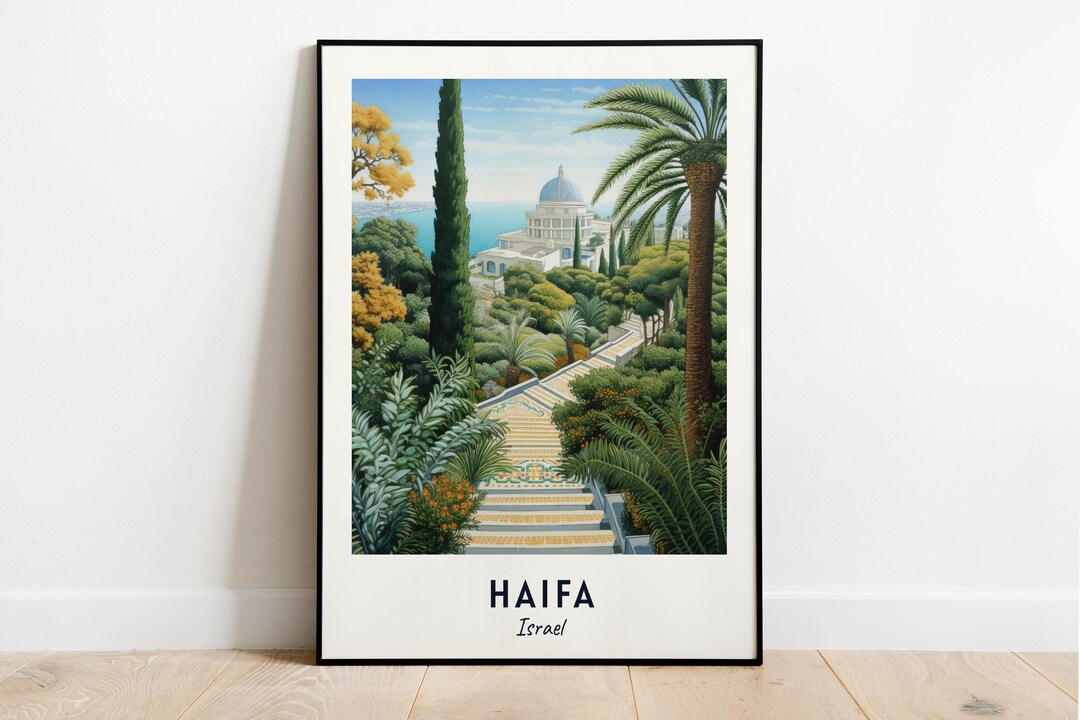 Baha'i Gardens Travel Print Wall Art, Haifa - Israel City Print, Baha'i ...