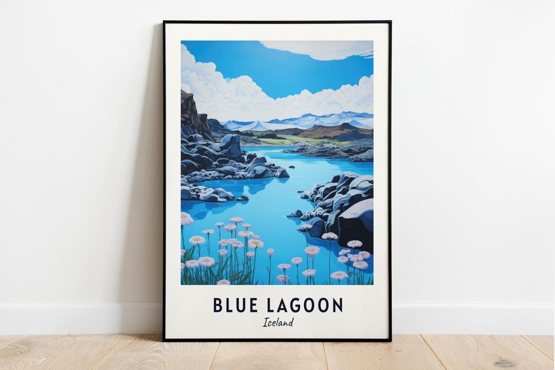 Blue Lagoon Travel Poster Iceland Blue Lagoon Wall Art Iceland Print ...