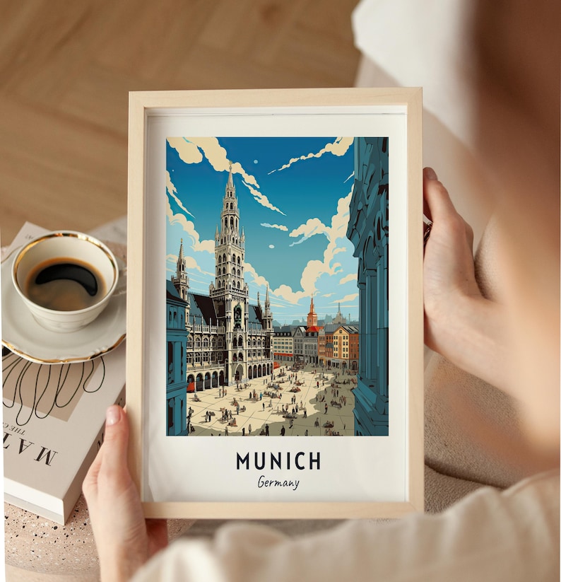 Munich Travel Poster Germany Print Wall Art City Print Cityscape ...