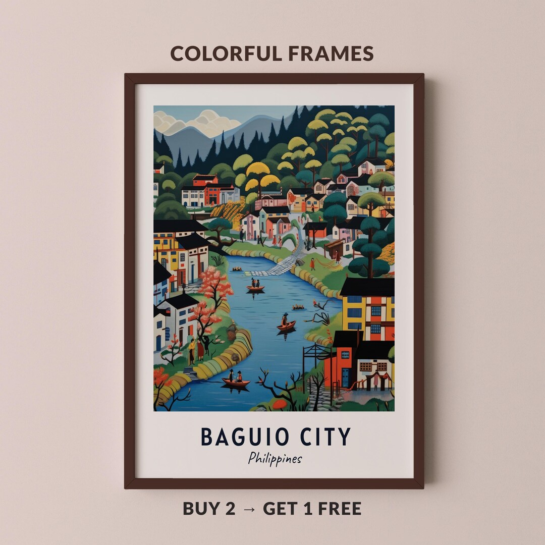 Baguio City Travel Poster Burnham Park Wall Art Philippines Print ...