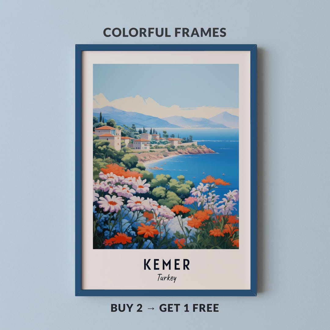 Kemer Travel Poster Turkey Print Wall Art City Print Cityscape Artwork ...