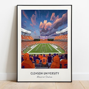 Clemson University Stadium Print, College Dorm Print, Memorial Stadium ...