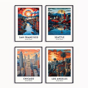 Custom Cityscape Poster Set of 4 Custom City Posters, Personalized ...
