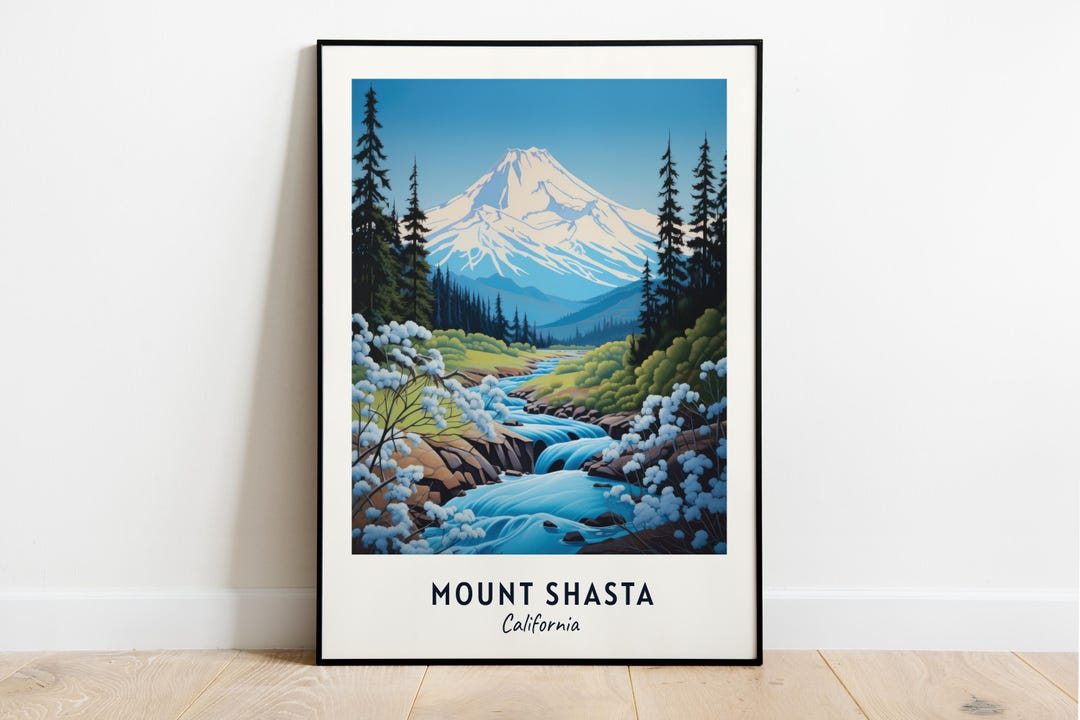 Mount Shasta Travel Print Wall Art, Mount Shasta - California City ...