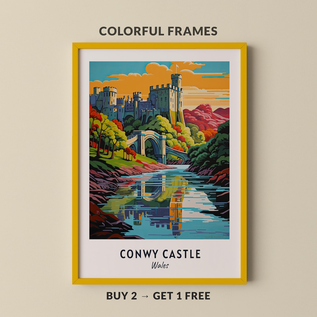 Conwy Castle Travel Poster Conwy Castle Wales Wall Art Wales Print ...