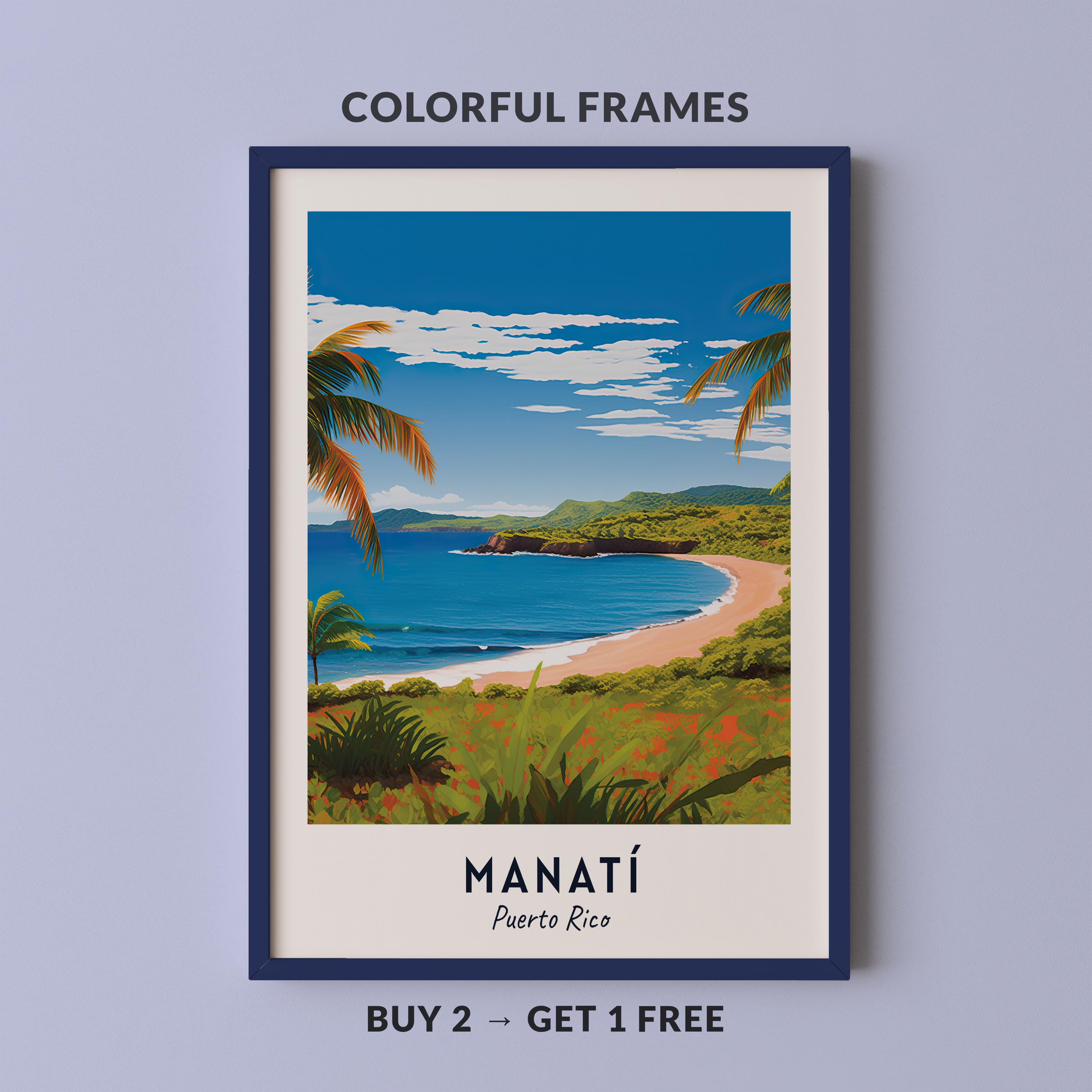Manatí Travel Poster Puerto Rico Print Wall Art City Print Cityscape ...