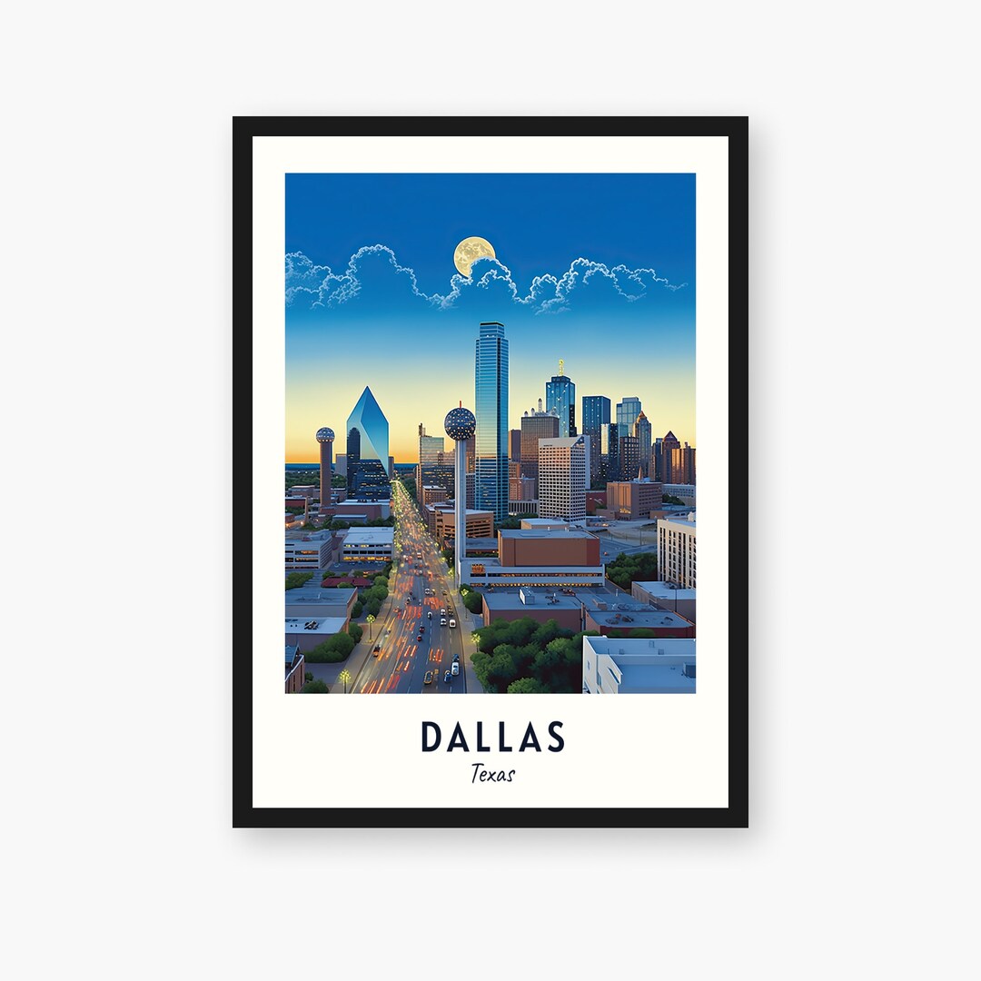 Dallas City Print, Dallas Travel Poster, Texas Travel Gift, Dallas ...