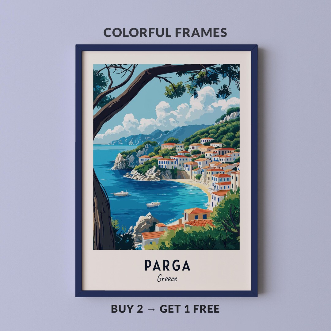 Parga Travel Poster Greece Print Wall Art City Print Cityscape Artwork ...