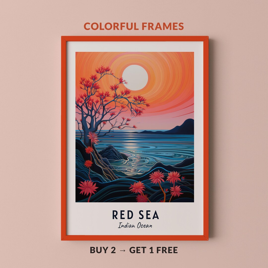 Red Sea Travel Poster Red Sea Indian Ocean Wall Art Indian Ocean Print ...