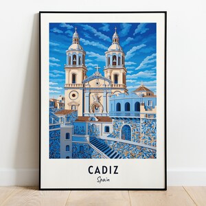 Cadiz Cathedral Travel Print Wall Art, Cadiz Spain City Print, Cadiz ...