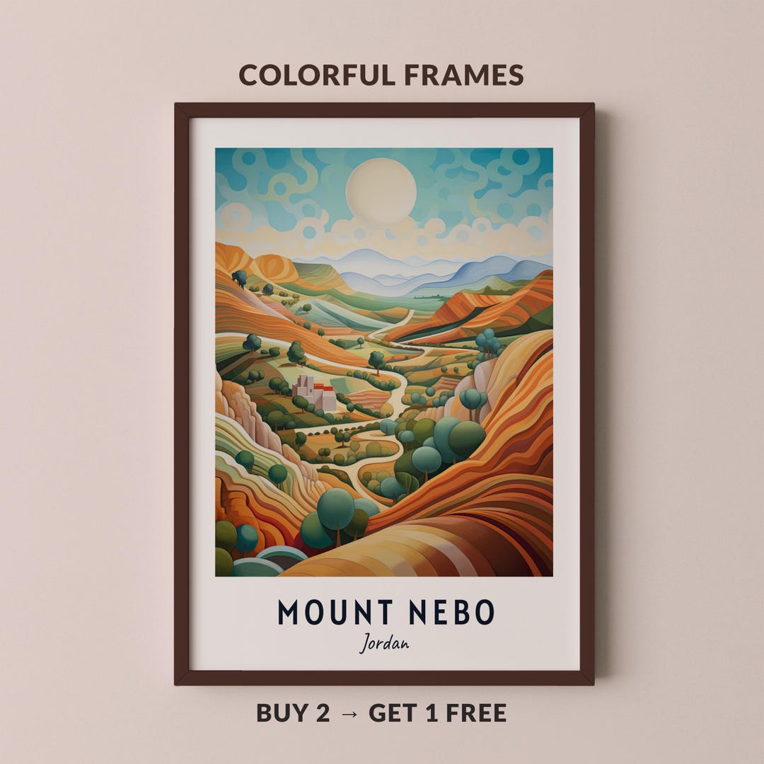 Mount Nebo Travel Poster Mount Nebo Wall Art Jordan Print Cityscape ...