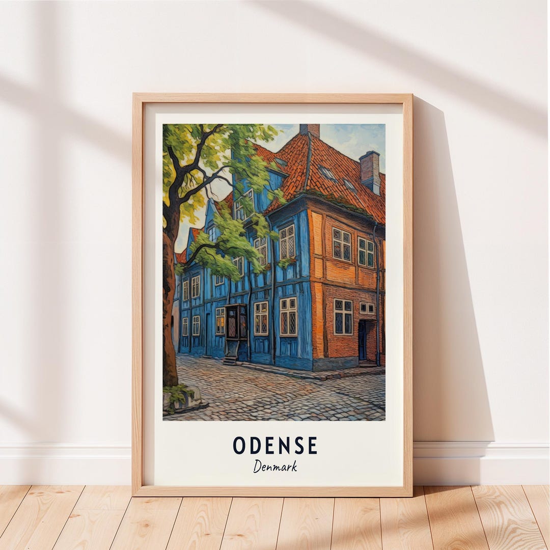 Odense Travel Poster Hans Christian Andersen Museum Wall Art Denmark ...