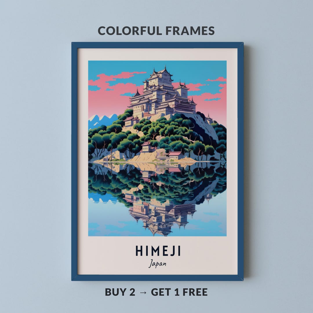 Himeji Travel Poster Himeji Castle Wall Art Japan Print Cityscape ...