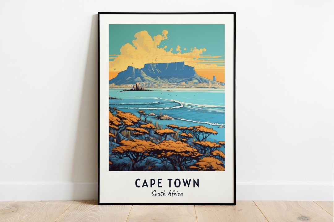 Table Mountain Travel Print Wall Art, Cape Town - South Africa City ...