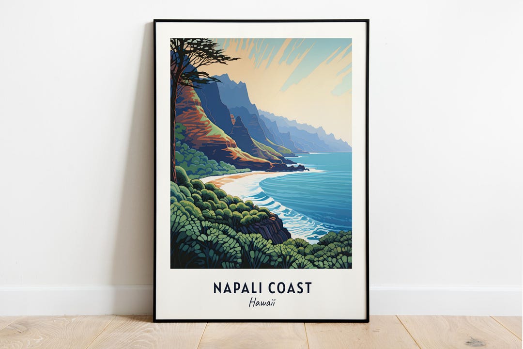 Napali Coast Travel Print Wall Art, Napali Coast - Hawaii City Print ...