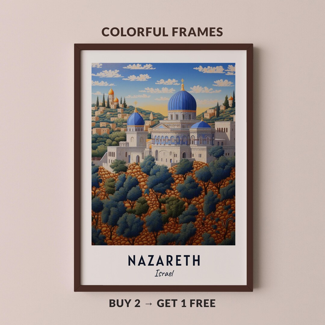 Nazareth Travel Poster Basilica of the Annunciation Wall Art Israel ...