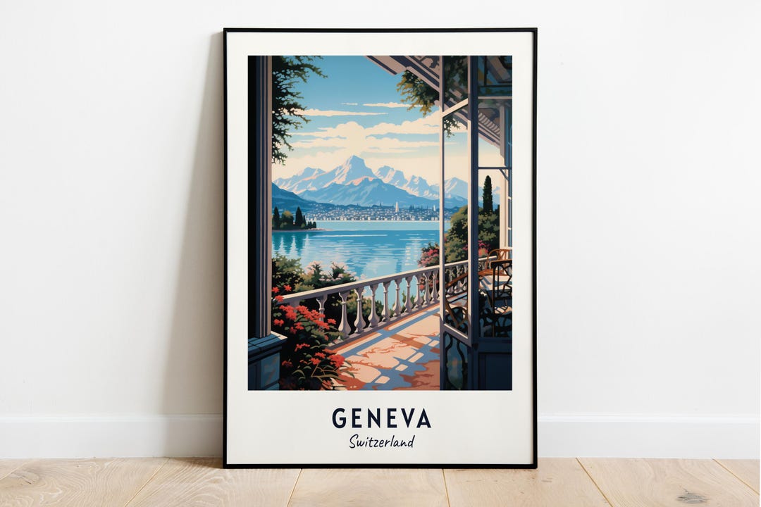 Impresión de pared de Ginebra, impresión de la ciudad de Ginebra (Suiza ...