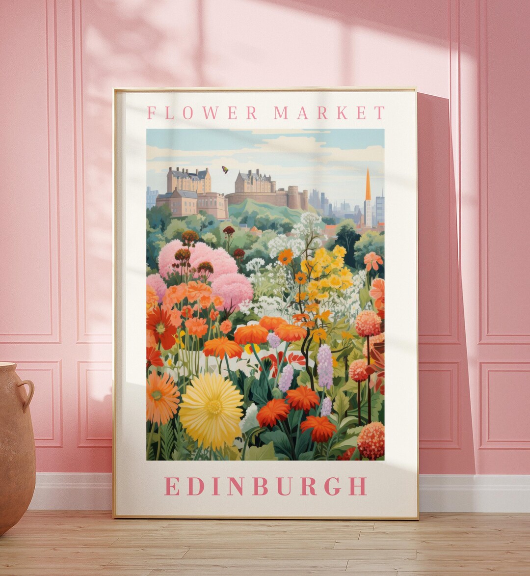 Edinburgh Flower Market Poster, Wall Decor, United Kingdom Floral ...