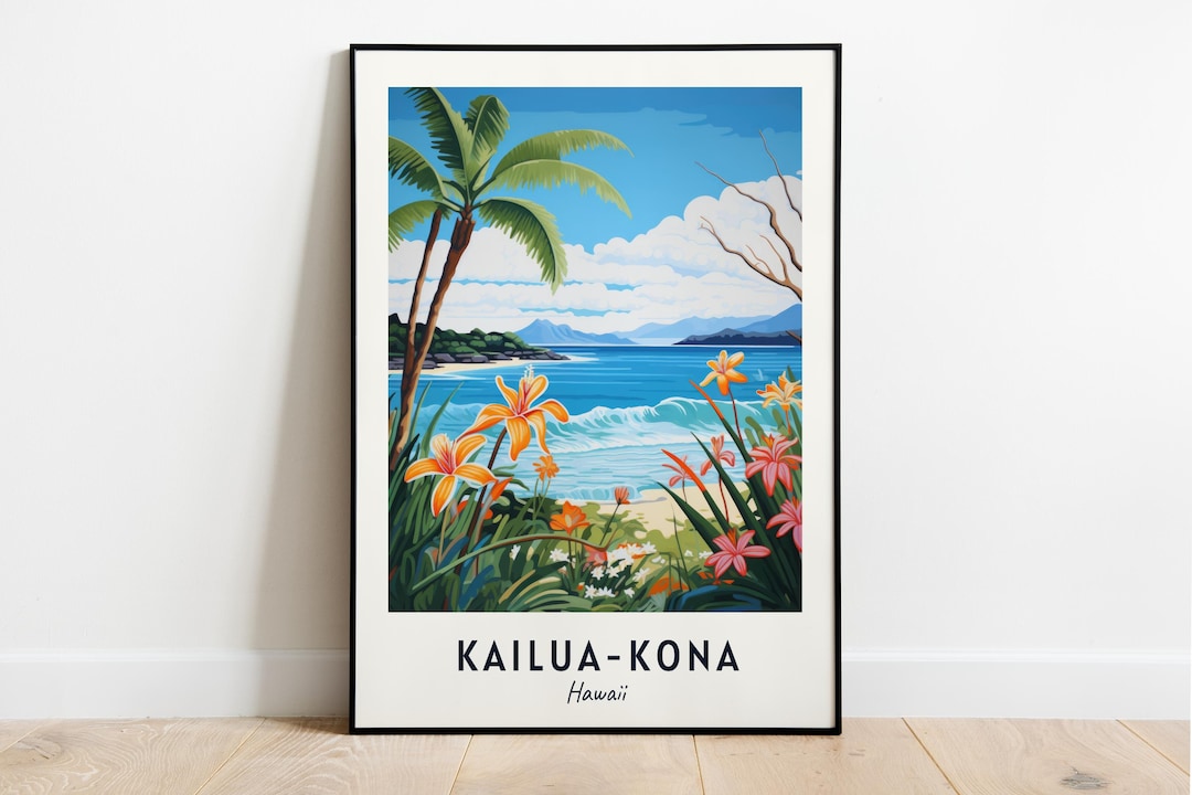 Kailua-kona Travel Print Wall Art, Kailua-kona - Hawaii City Print ...