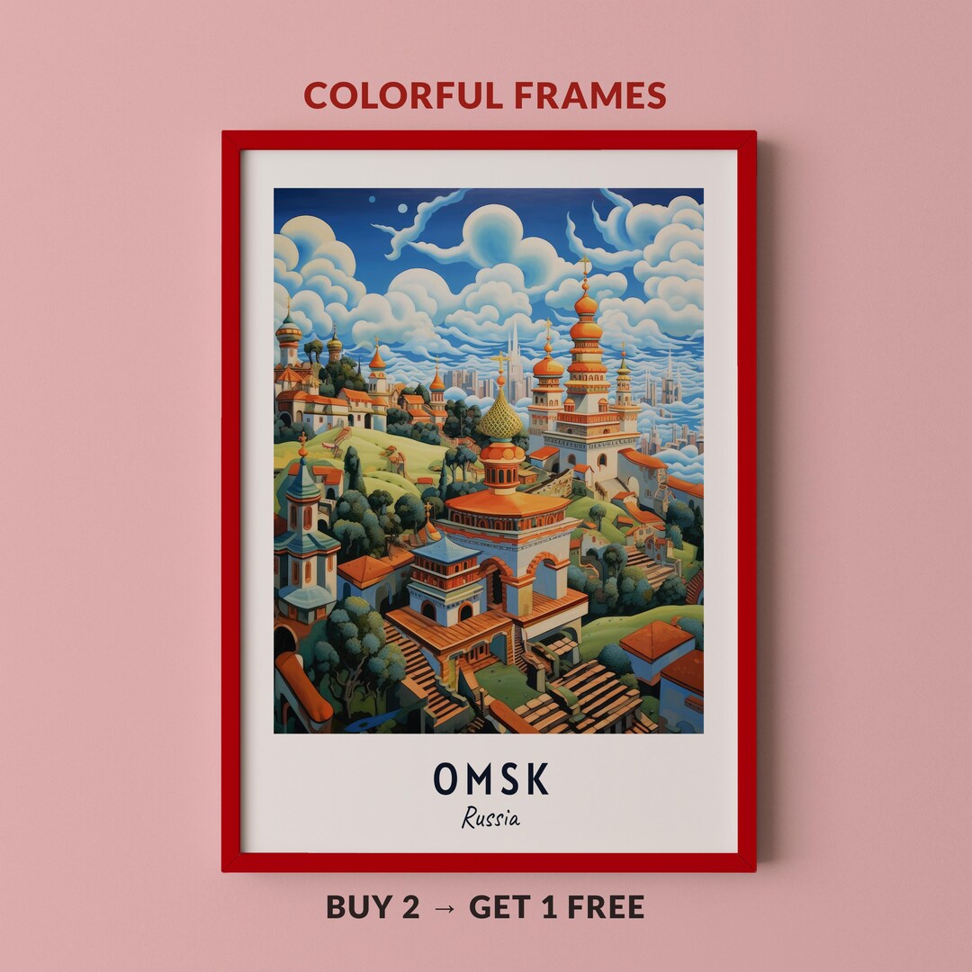 Omsk Travel Poster Omsk Fortress Wall Art Russia Print Cityscape ...