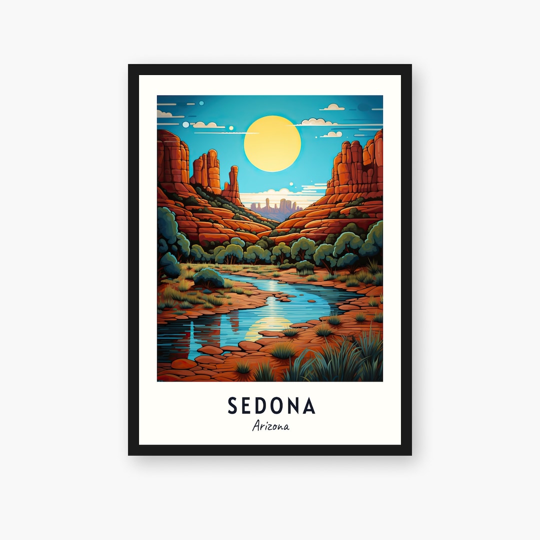 Sedona City Print, Sedona Travel Poster, Arizona Travel Gift, Sedona ...
