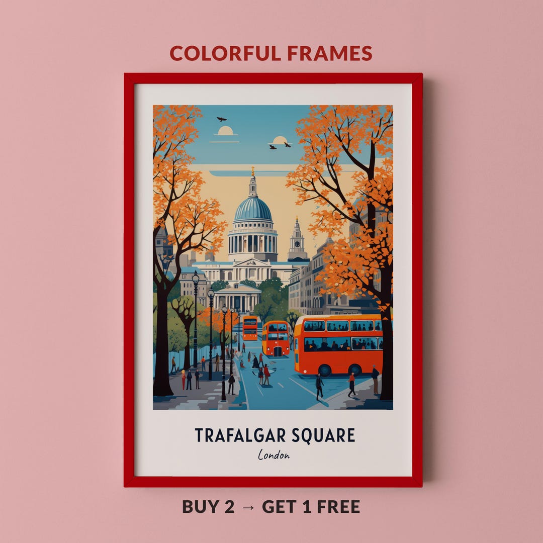 Trafalgar Square Travel Poster Trafalgar Square London Wall Art London ...