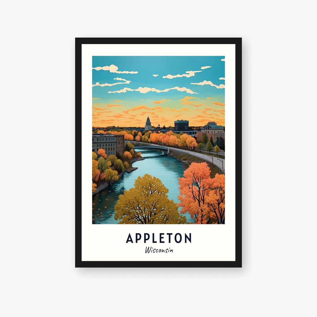 Appleton City Print, Appleton Travel Poster, Wisconsin Travel Gift ...