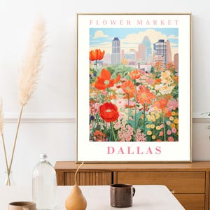 Dallas Flower Market Poster, Wall Decor, United States Floral ...