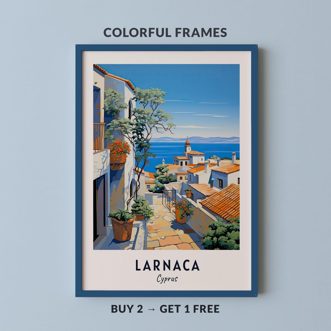 Larnaca Travel Poster Cyprus Print Wall Art City Print Cityscape ...