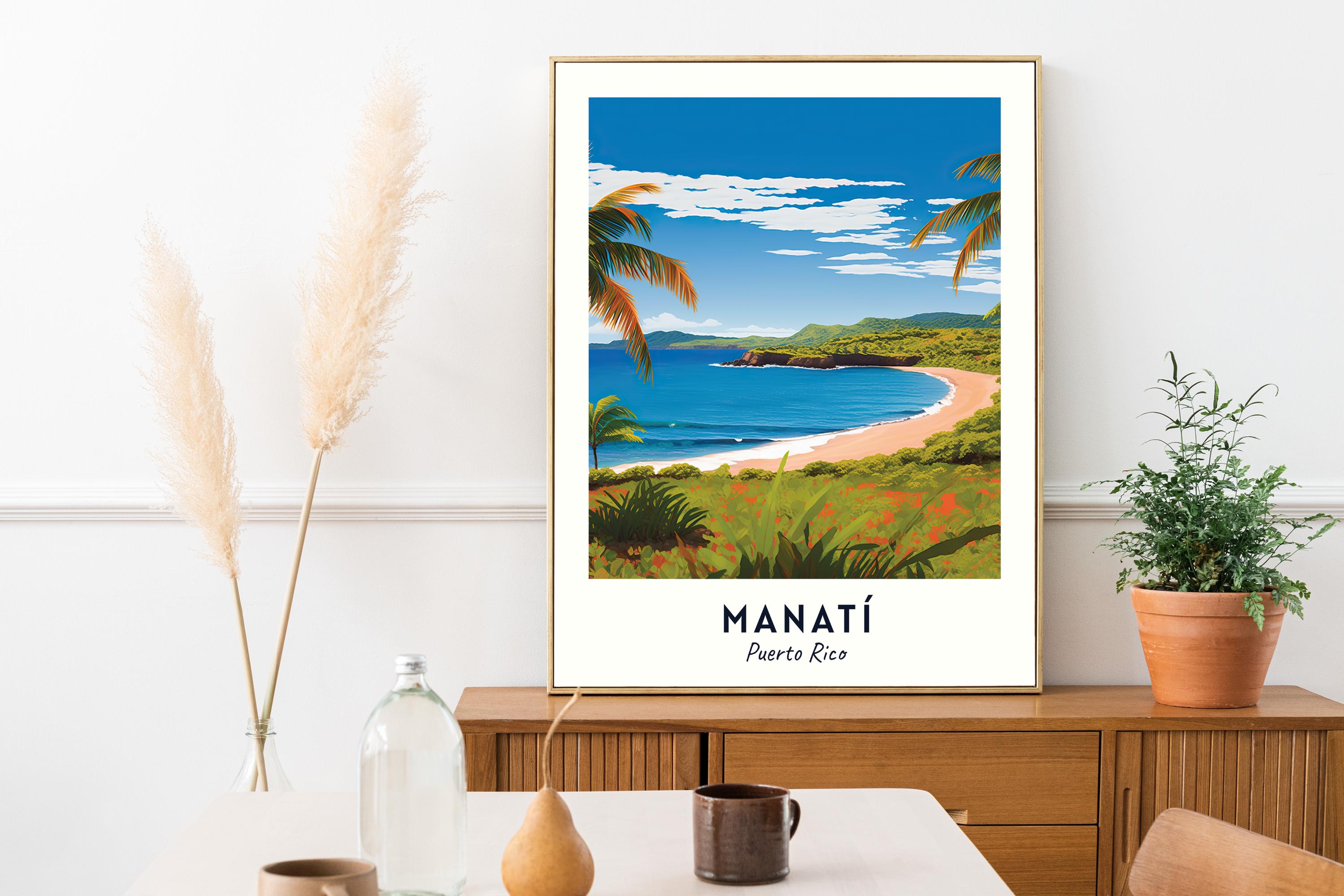 Manatí Travel Poster Puerto Rico Print Wall Art City Print Cityscape ...